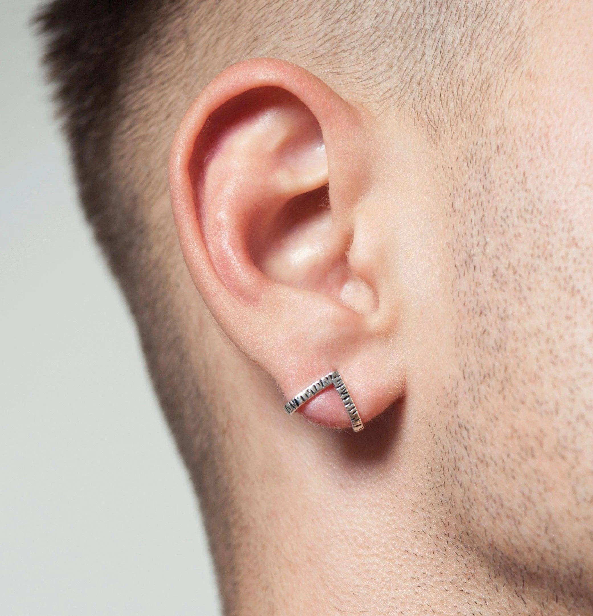 Men s Triangle Silver Stud Earrings